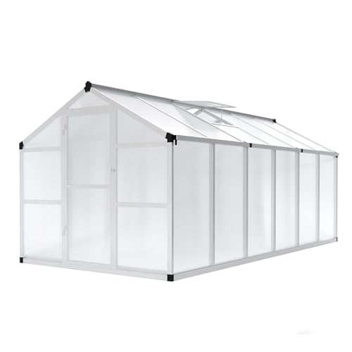 8x12 Ft Greenhouse, Aluminum Frame Polycarbonate Walk-in Greenhouse ...