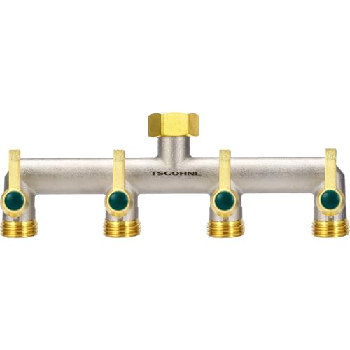 Brass Garden Faucet Splitter, 4-Way Hose Splitter with 4 Extended Metal ...