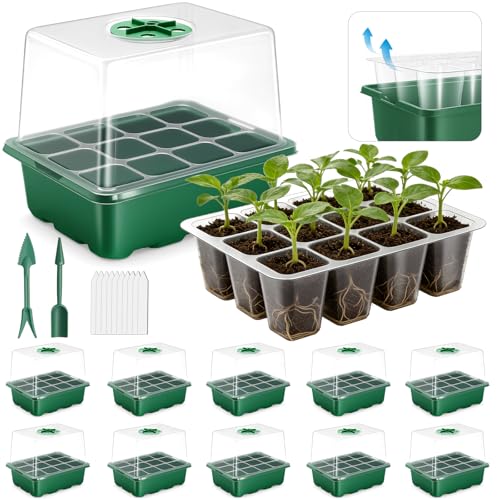 joyhalo 10 Packs Seed Starter Tray 120 Cells Total, Thicken Seed ...