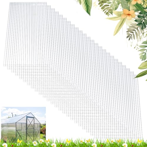 Tatuo 12 Pack Polycarbonate Greenhouse Panels Polycarbonate Sheets Roof Panels Waterproof UV ...